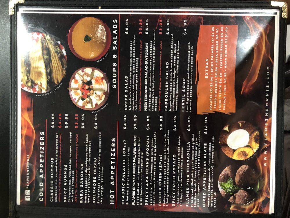Menu at Flames Mediterranean & Grill restaurant, Memphis
