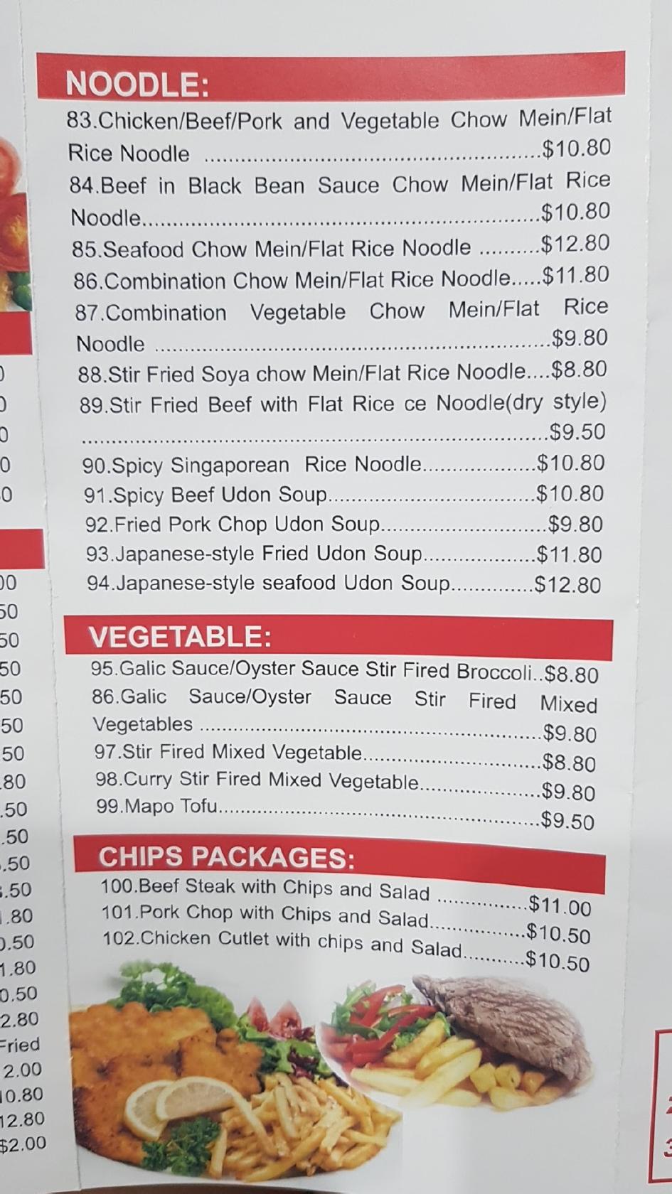 Menu at Guangzhou Chinese Kitchen restaurant, Panania