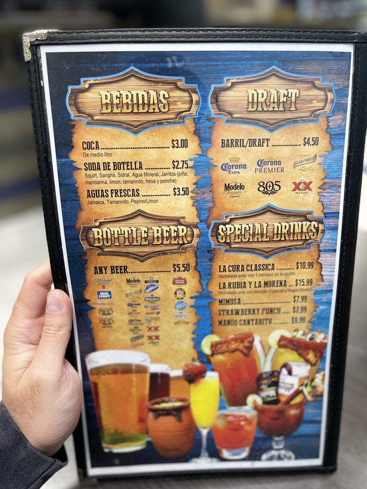 Menu at La Cruda Mariscos restaurant, Riverside