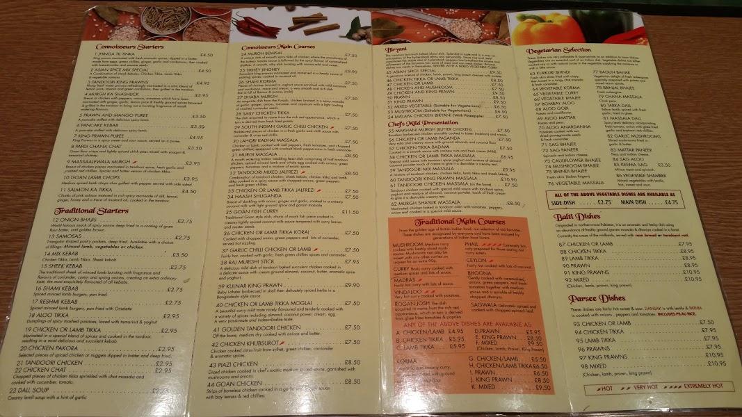 Menu at New Asian Spice restaurant, Selsey