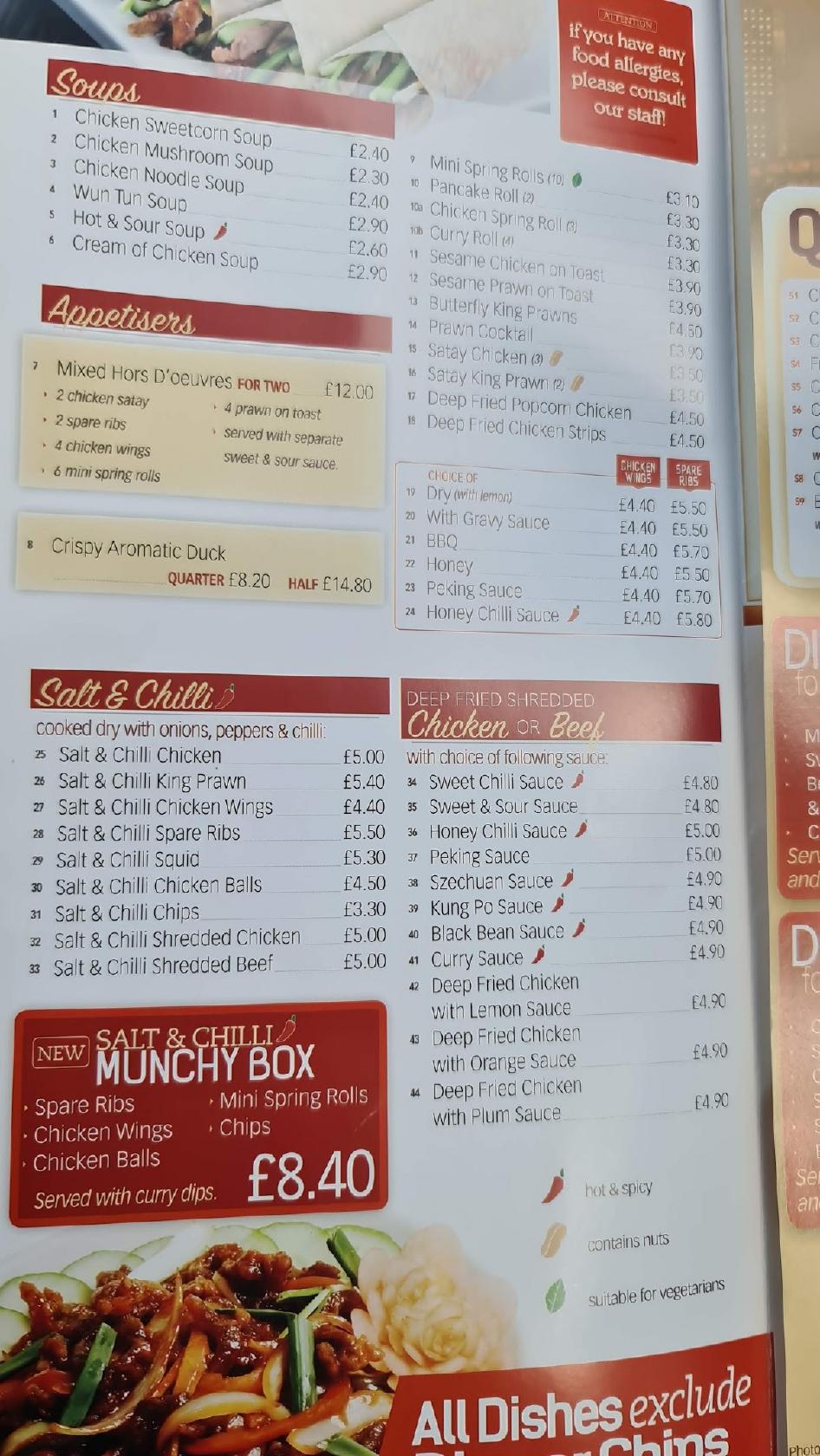 Menu at Shanghai Chinese Takeaway restaurant, Largs