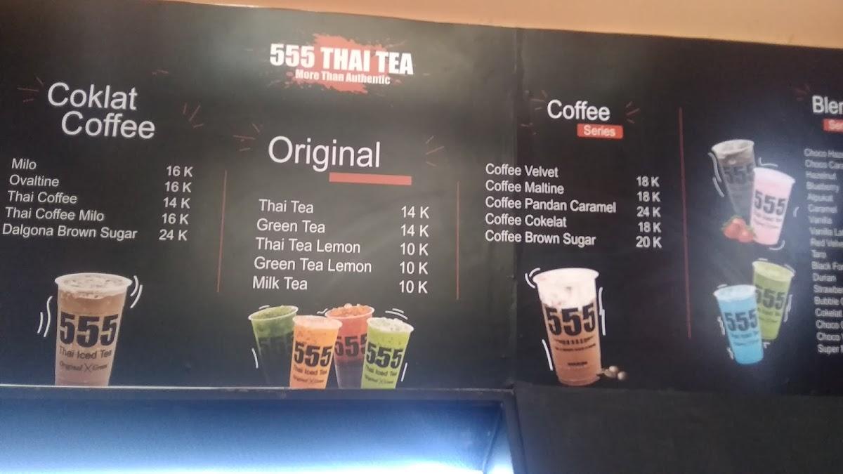 Menu at 555 Thai Tea cafe, Palembang, Jl. Mawar