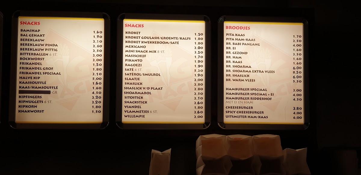 Speisekarte von Cafetaria Taba, Sint-Annaland