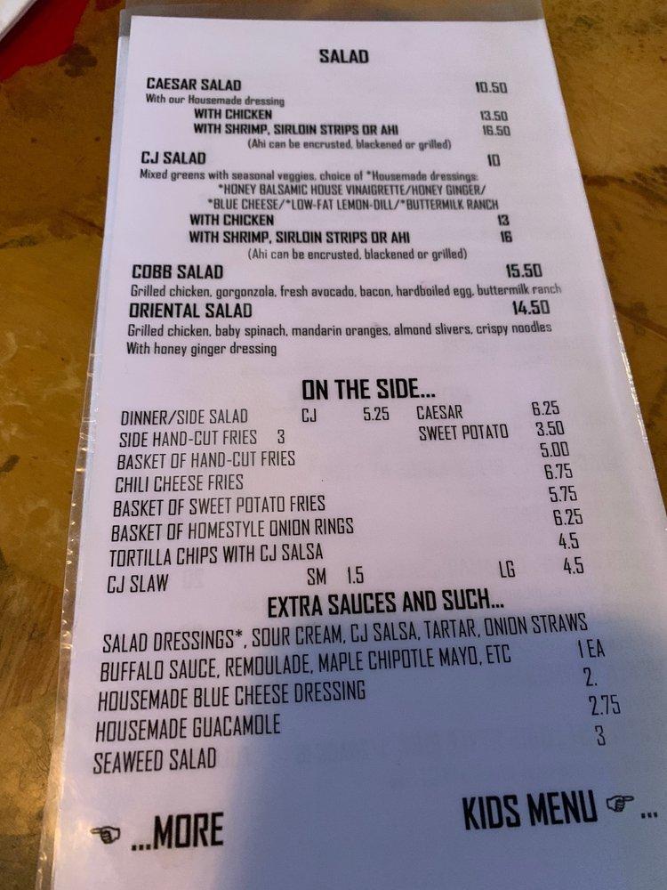Menu at C.J. Sparrow pub & bar, Cheshire
