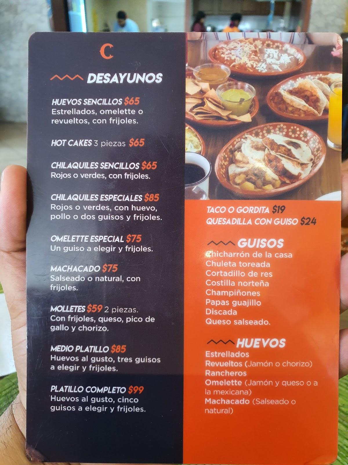 Carta del restaurante Carlota, Saltillo