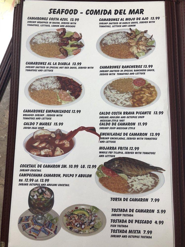 Menu at Casa Mota restaurant, Riverside