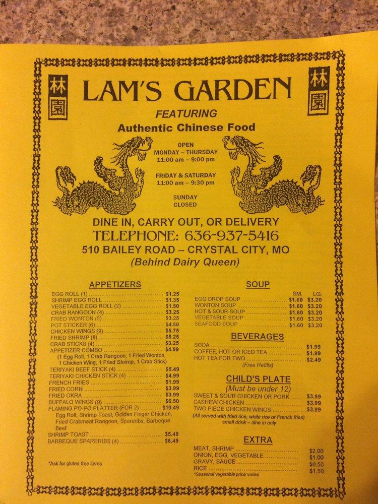 Menu at Lams Garden Restaurant, Crystal City