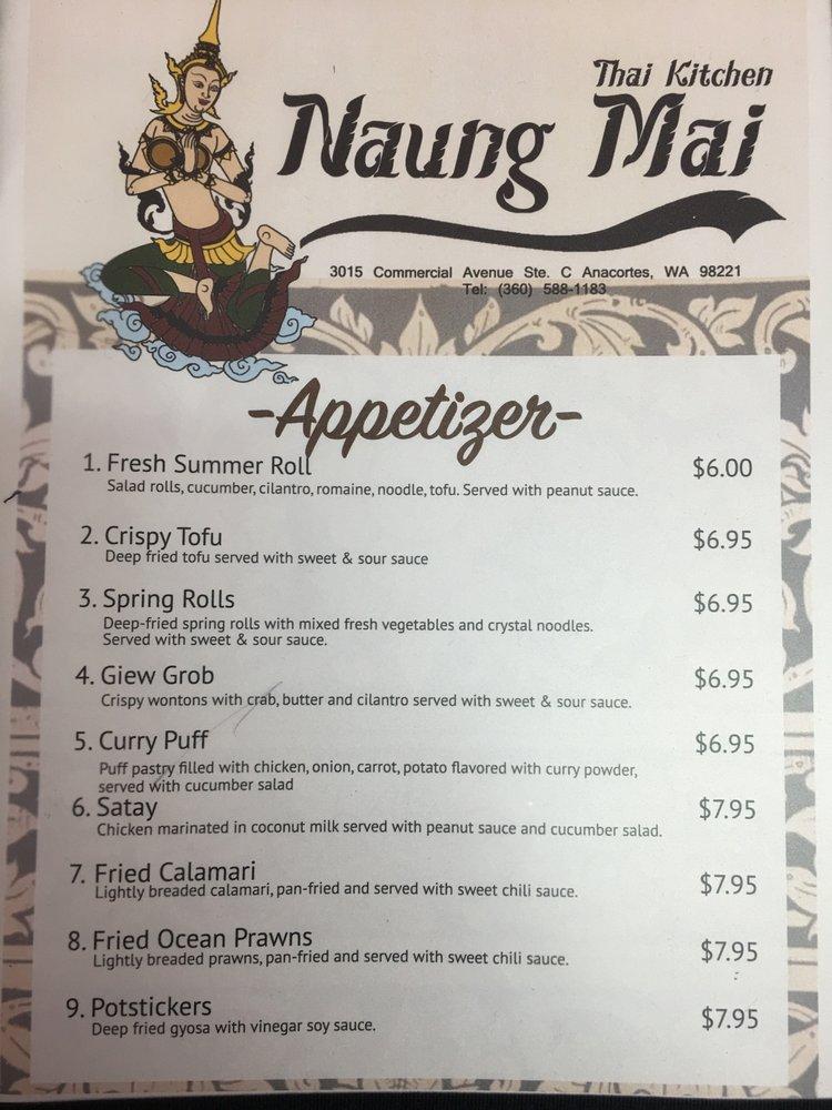 Menu at Naung Mai Thai Kitchen restaurant, Anacortes
