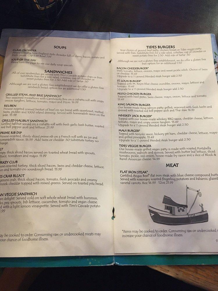 Menu at Tides Tavern pub & bar, Gig Harbor