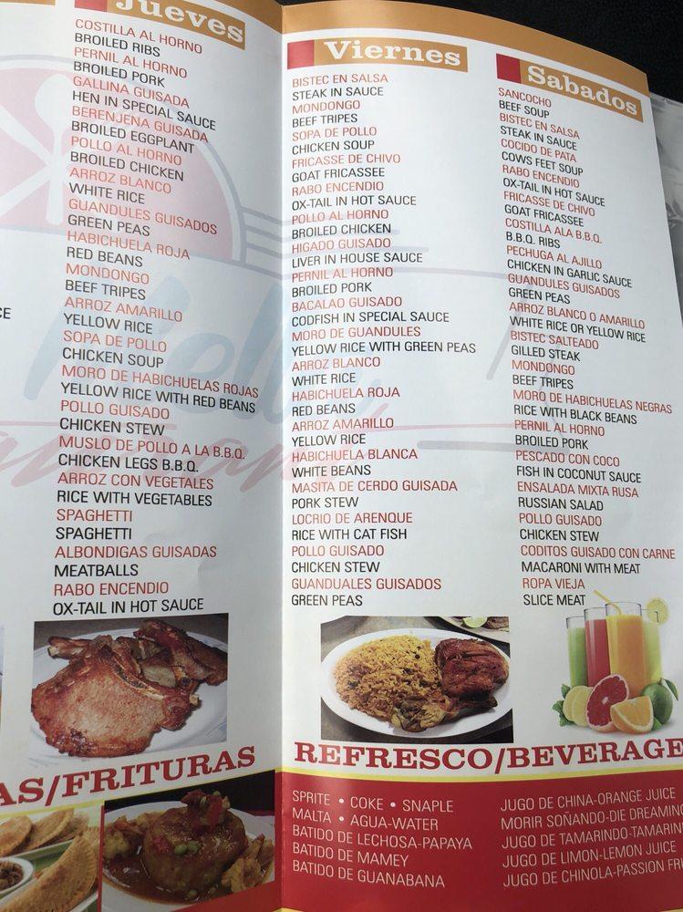 Menu at Villa Mella restaurant, Elizabeth
