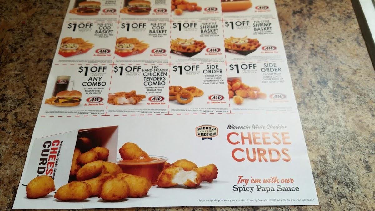Menu at A&W Restaurant, Greensburg