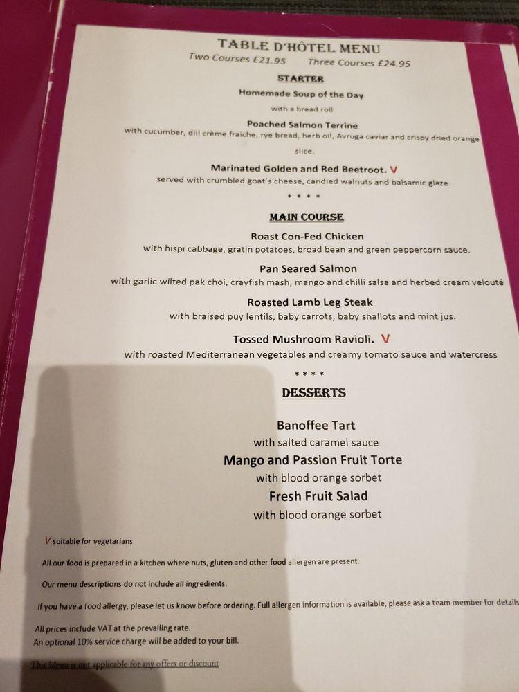 Menu at Cube Restaurant, Crawley
