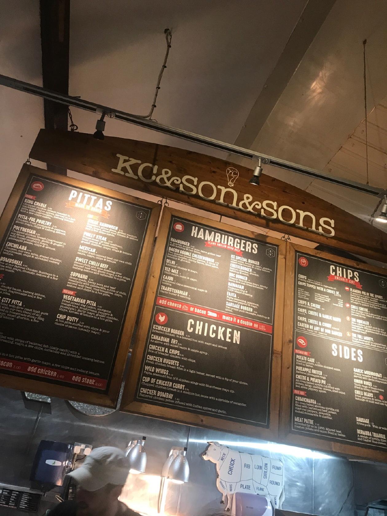 Menu at KC & Son & Sons fast food, Cork