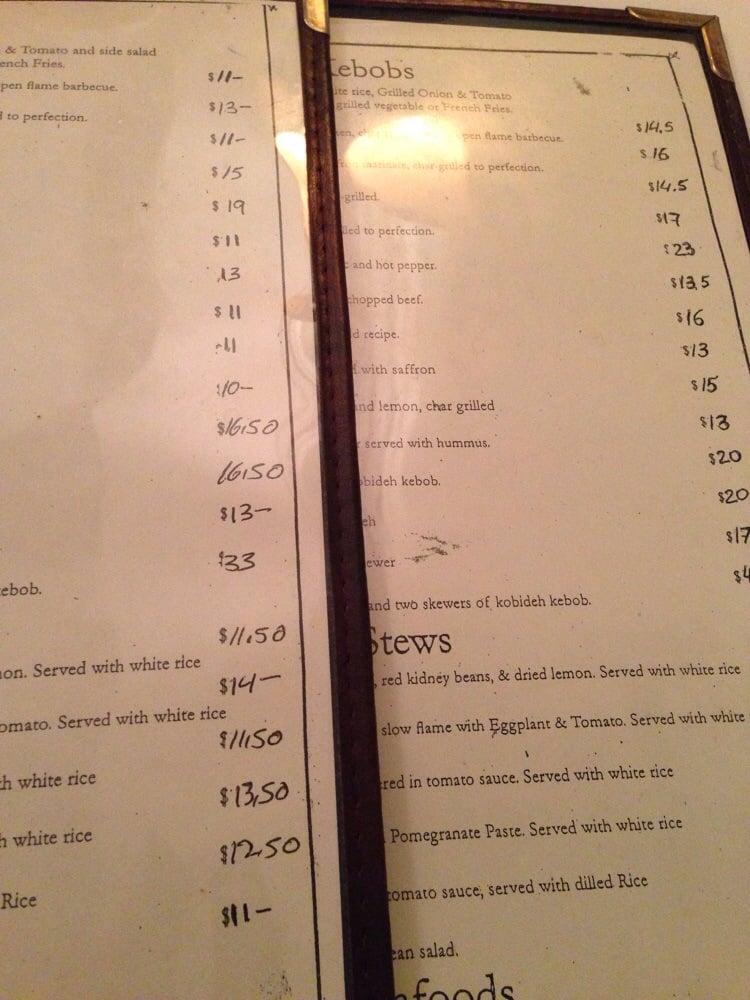 Menu at Ravagh Persian Grill restaurant, New York City, 173 Madison Ave