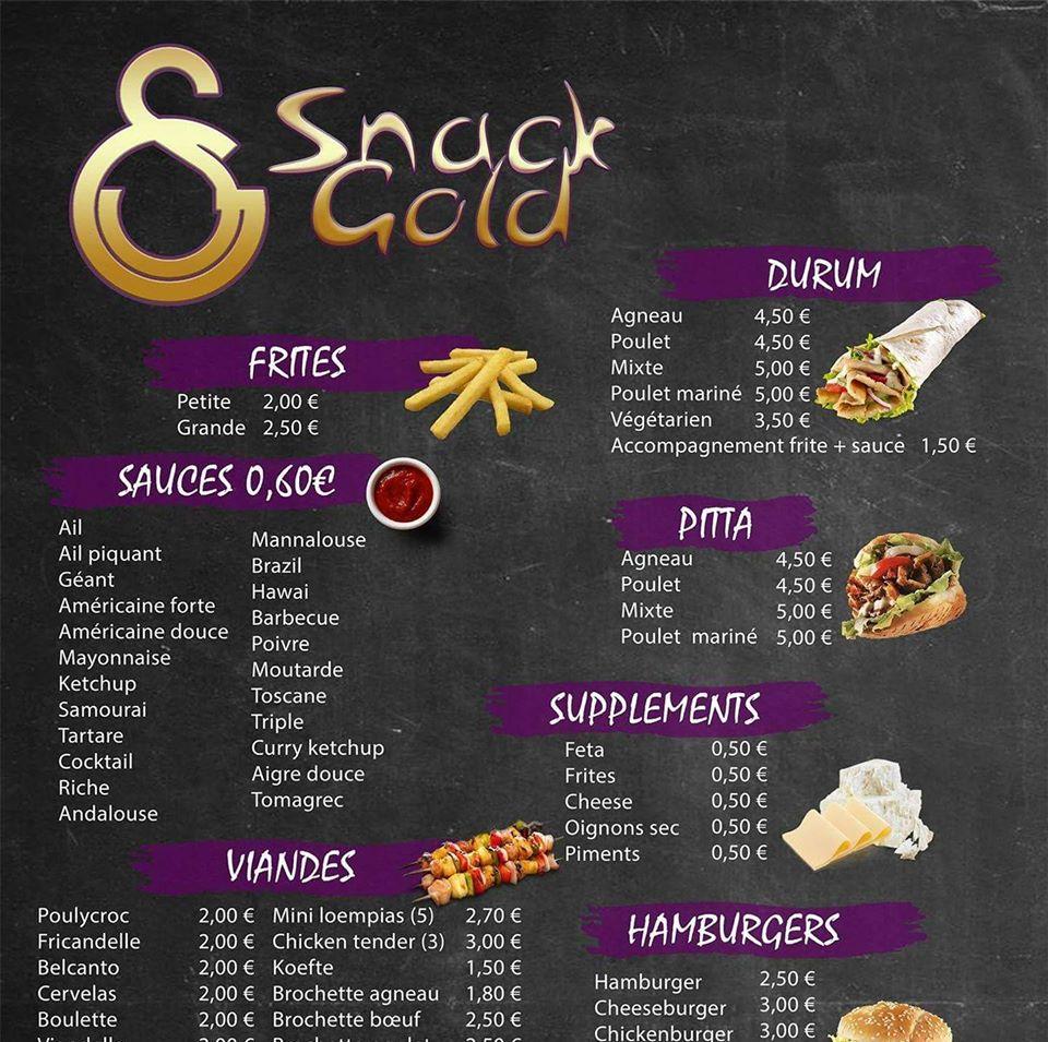 Menu at Snack Gold, Sambreville