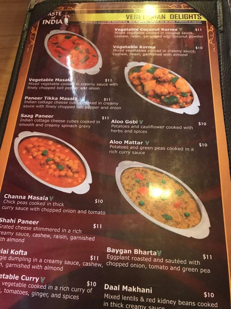 Menu at Taste of India Grill restaurant, Bountiful