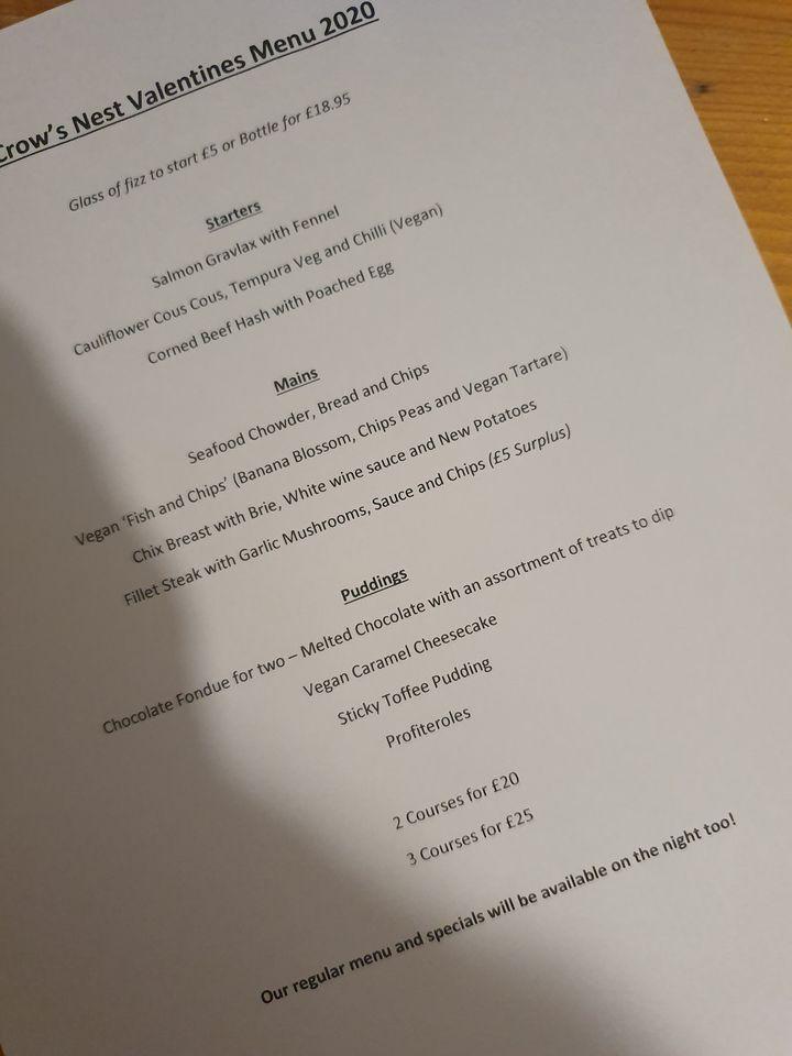 Menu at The Crows Nest pub & bar, Liskeard