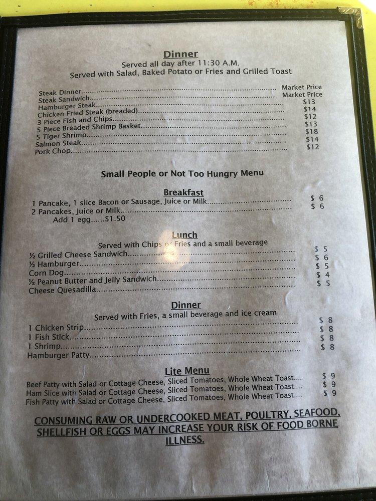 Menu at Angus Cafe, Swan Valley, Swan Valley Hwy