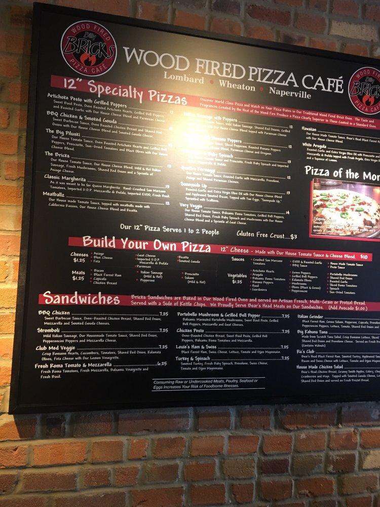 Menu at Bricks Wood Fired Pizza pizzeria, Wheaton