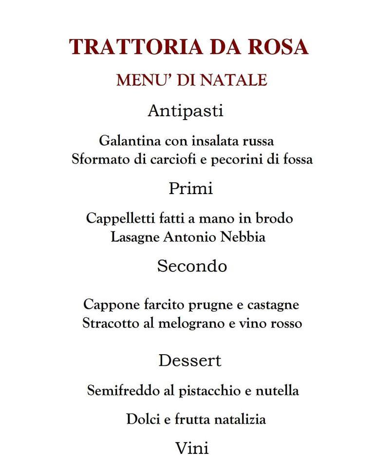 Menu at Da Rosa restaurant, Macerata