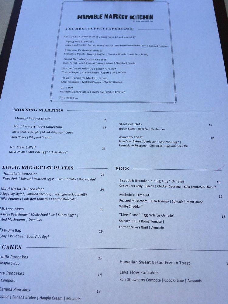 Menu at Humble Market Kitchin restaurant, Kihei