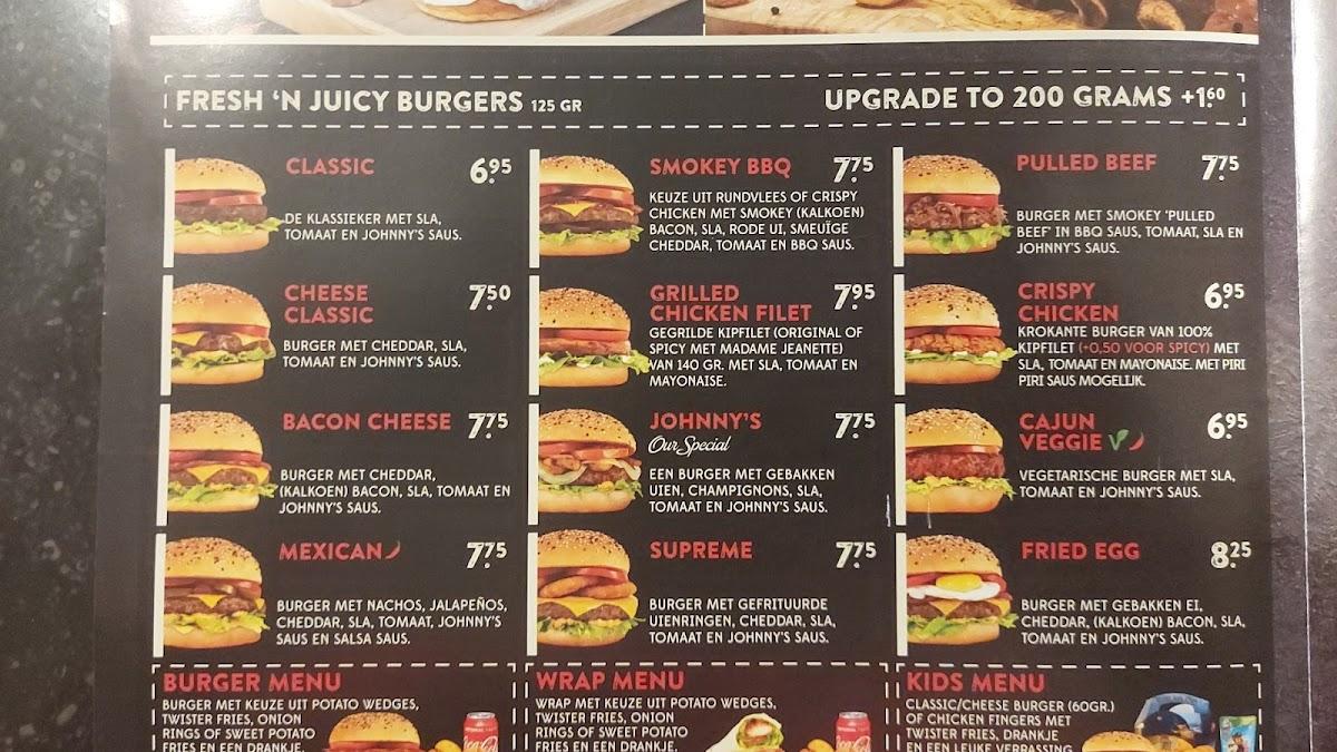 Menu au Johnny's Burger, Gand, Dendermondsesteenweg 273