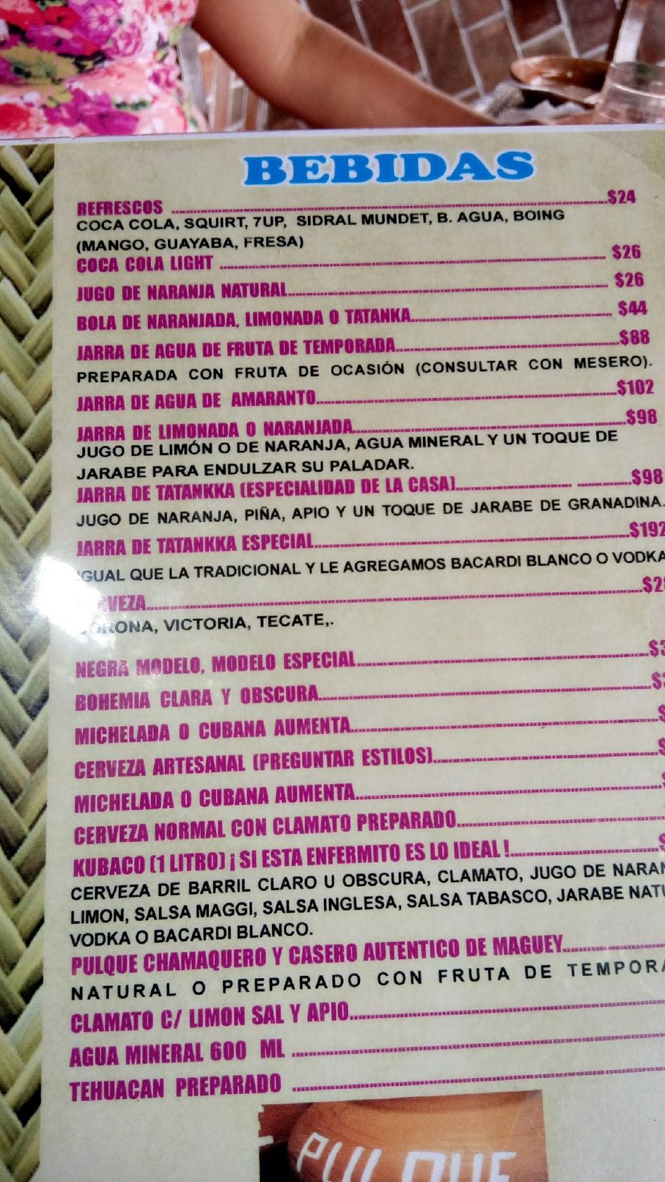 Carta de La Aldea Restaurant Rustico Campestre, Amecameca