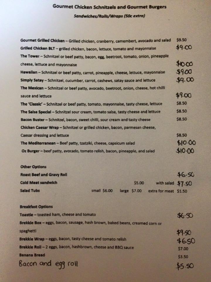 Menu at Little Figs fast food, Carrington