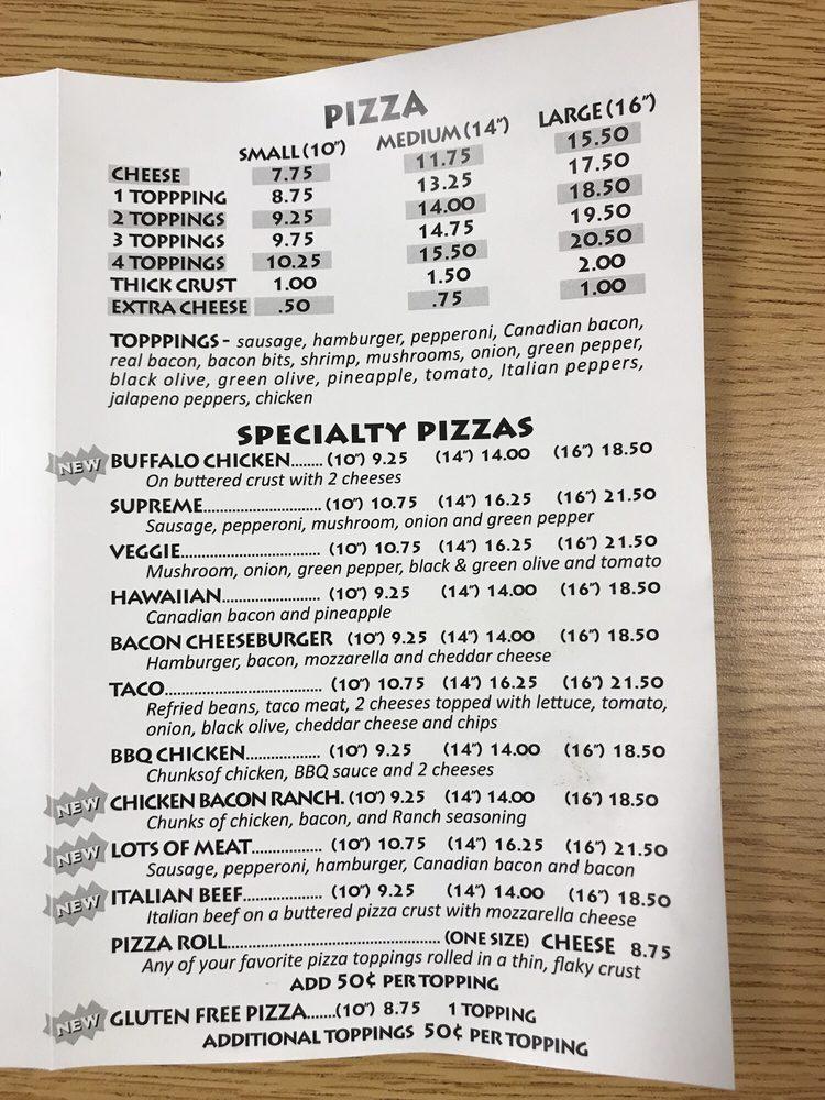Menu at Mario's Pizza pizzeria, Pontiac