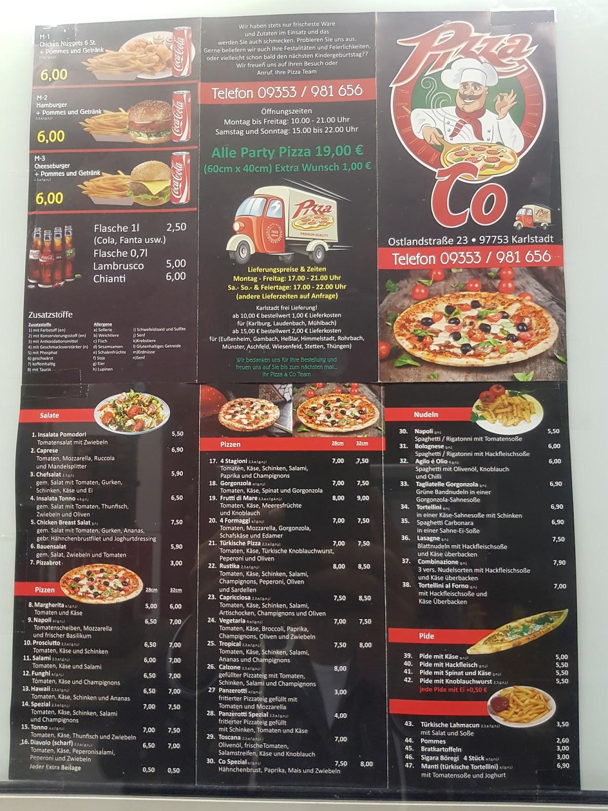 Menu at Pizza&Co, Karlstadt am Main