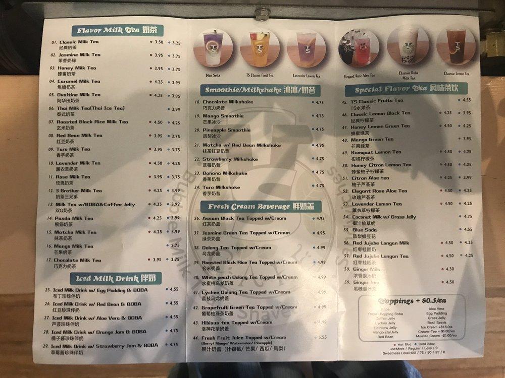 Menu at TS Cafe, San Francisco