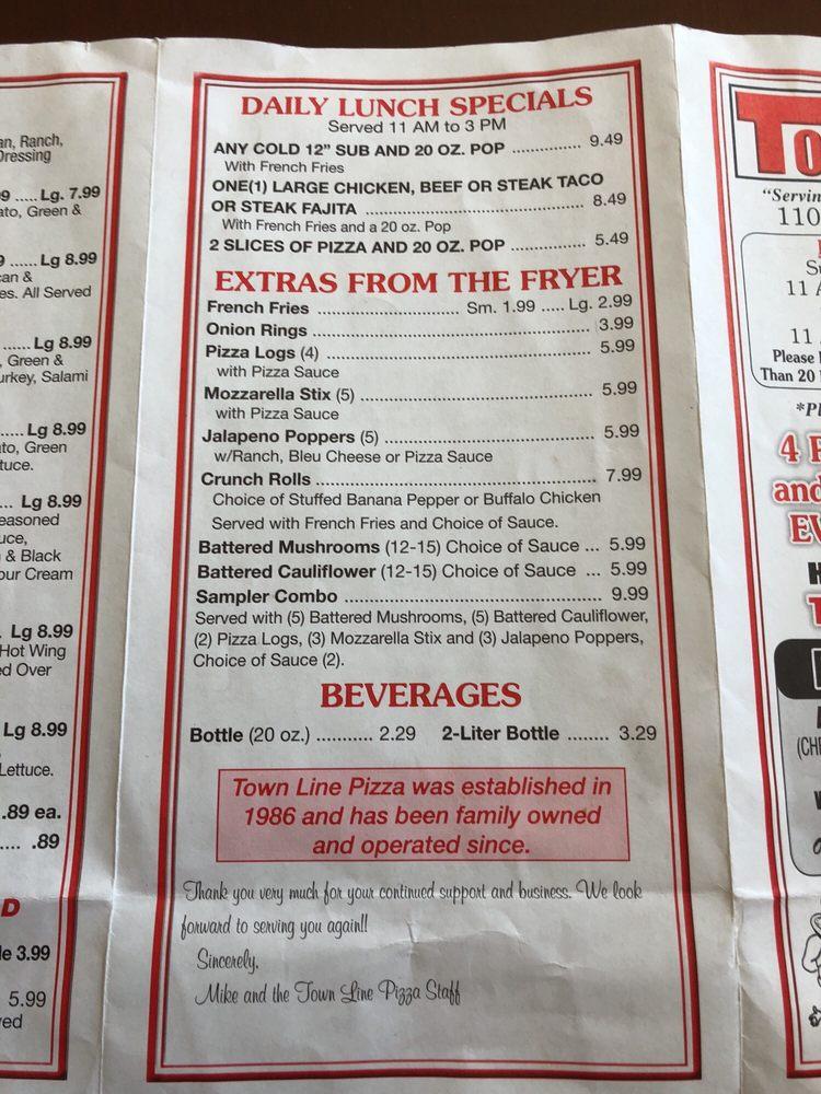 Menu at Town Line Pizzeria, Town Line