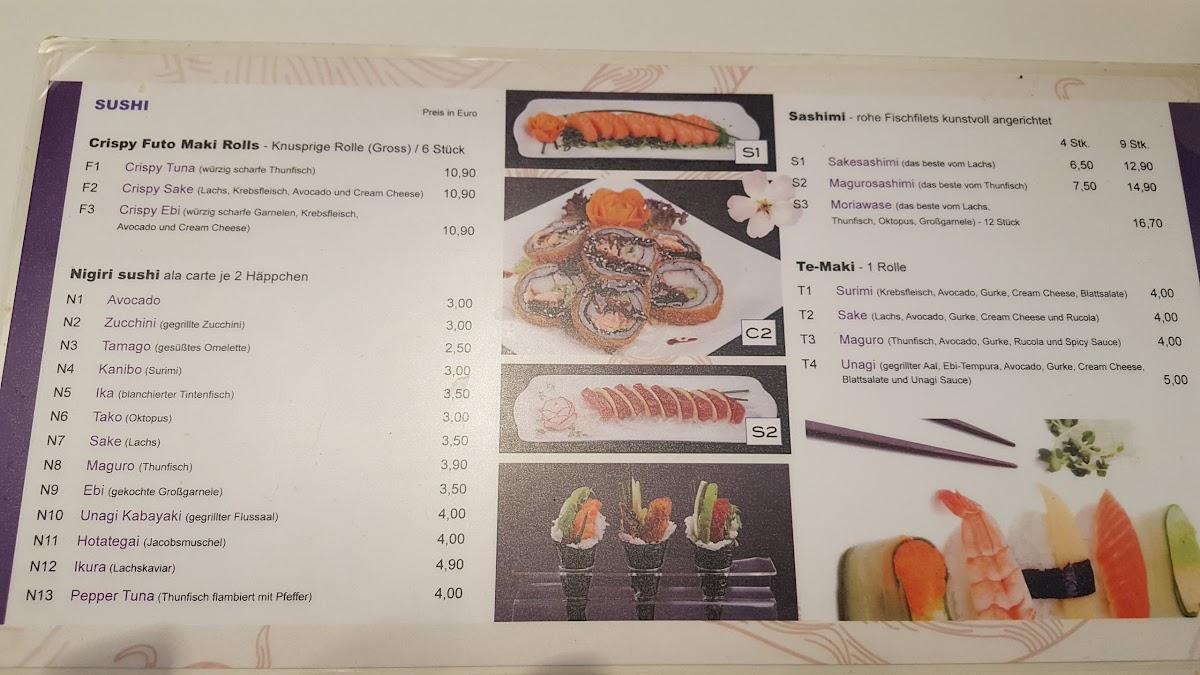 Menu at Hikari restaurant, Sulzbach