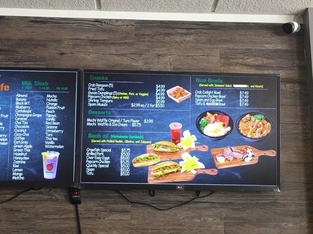 Menu at Quickly Boba Cafe. USF, Temple Terrace