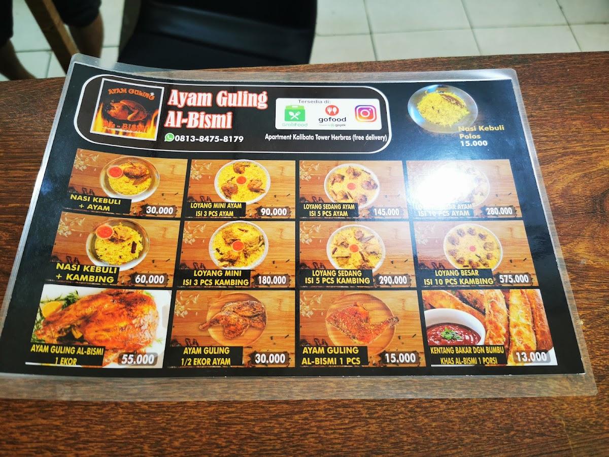 Menu at Ayam Guling Al-bismi restaurant, South Jakarta