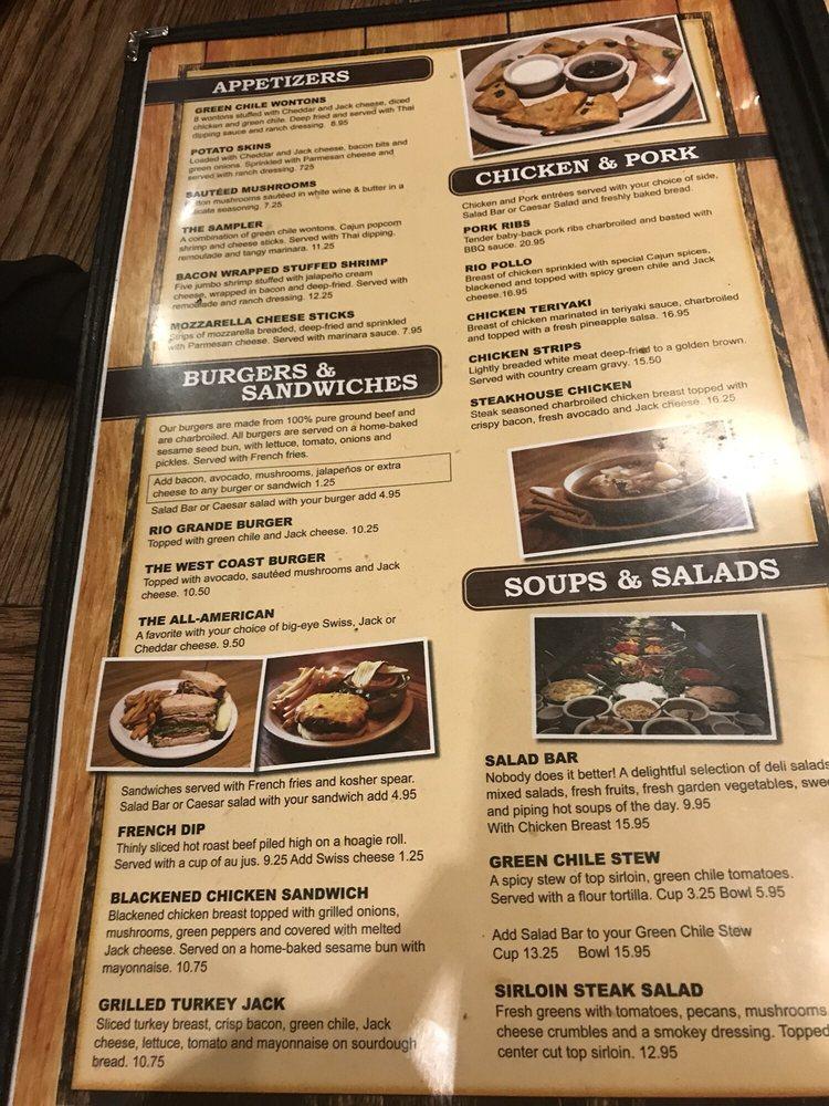 Menu at Cattle Baron, Roswell