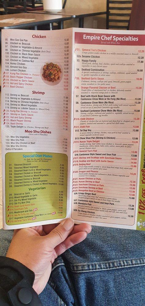Menu at Empire Chef restaurant, Aurora, Yonge St