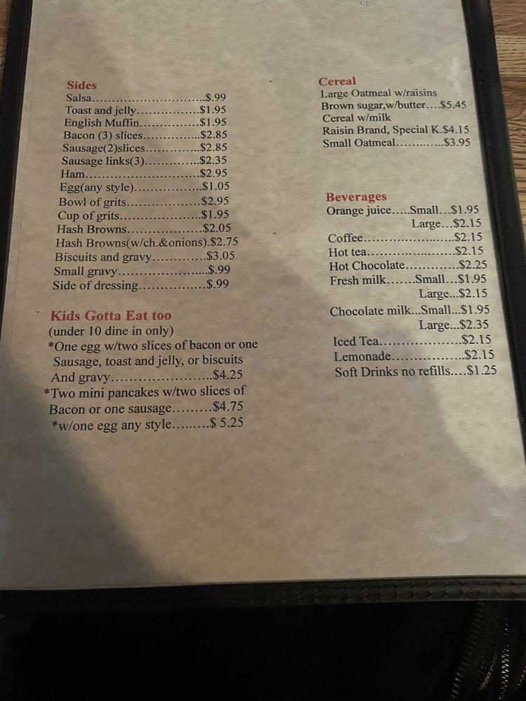 Menu at Javier's Cafe, Ferris