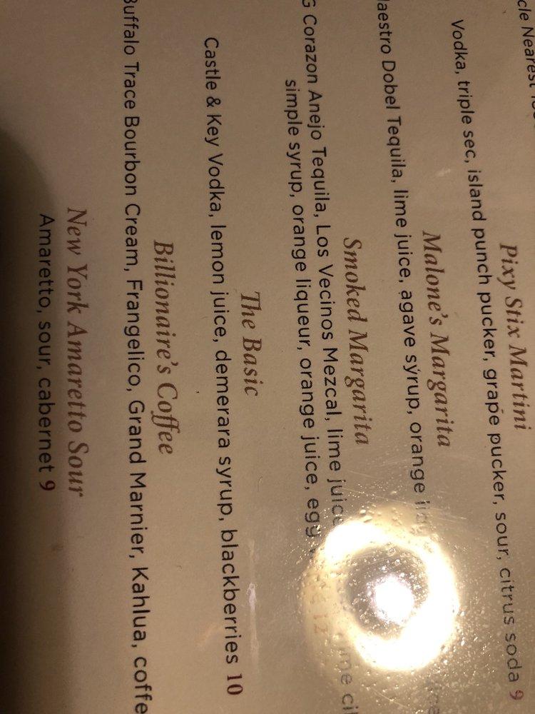 Menu at Malone's Lansdowne restaurant, Lexington, Tates Creek Rd