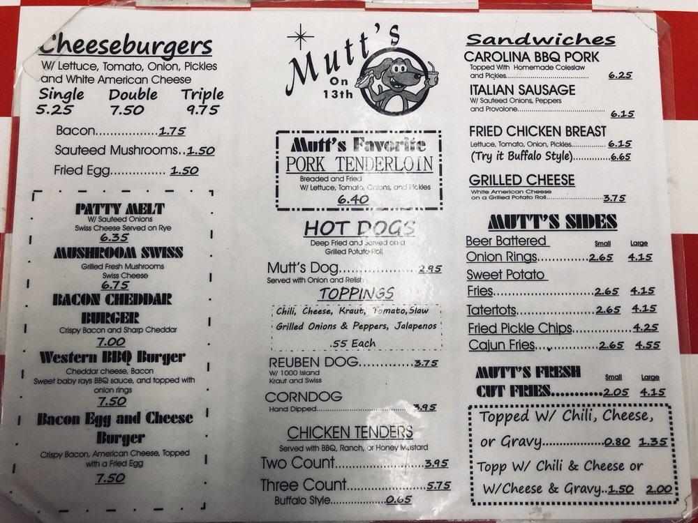 Menu at Mutts On 13th restaurant, Saint Cloud