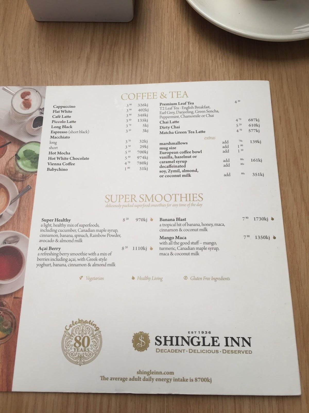 Menu at Shingle Inn Rouse Hill cafe, Rouse Hill, Shop D-GR165