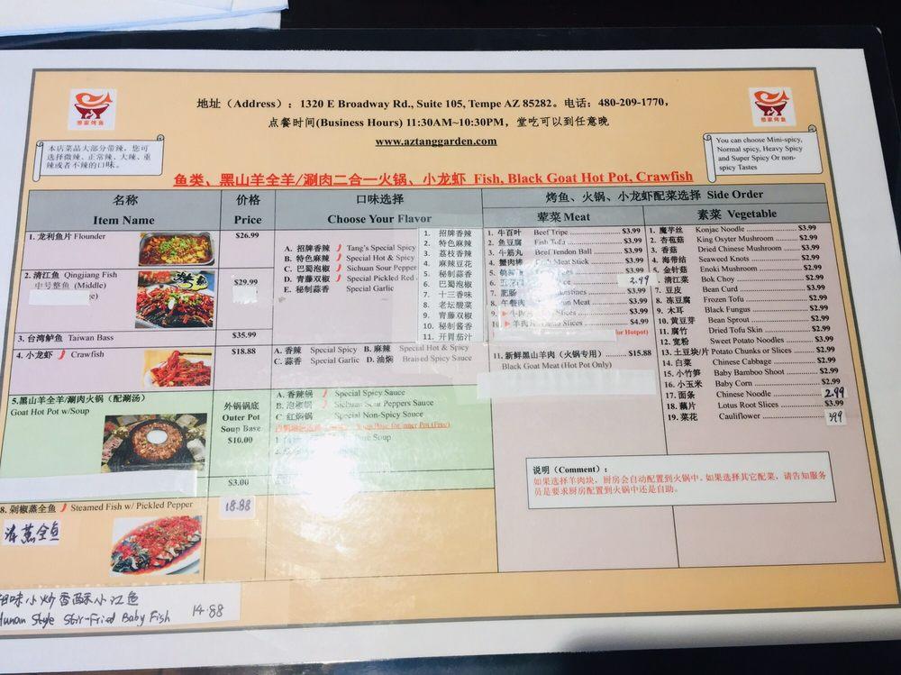Menu at Tang Restaurant (Fast Food, Chinese Food, Chinese BBQ & Karaoke ...