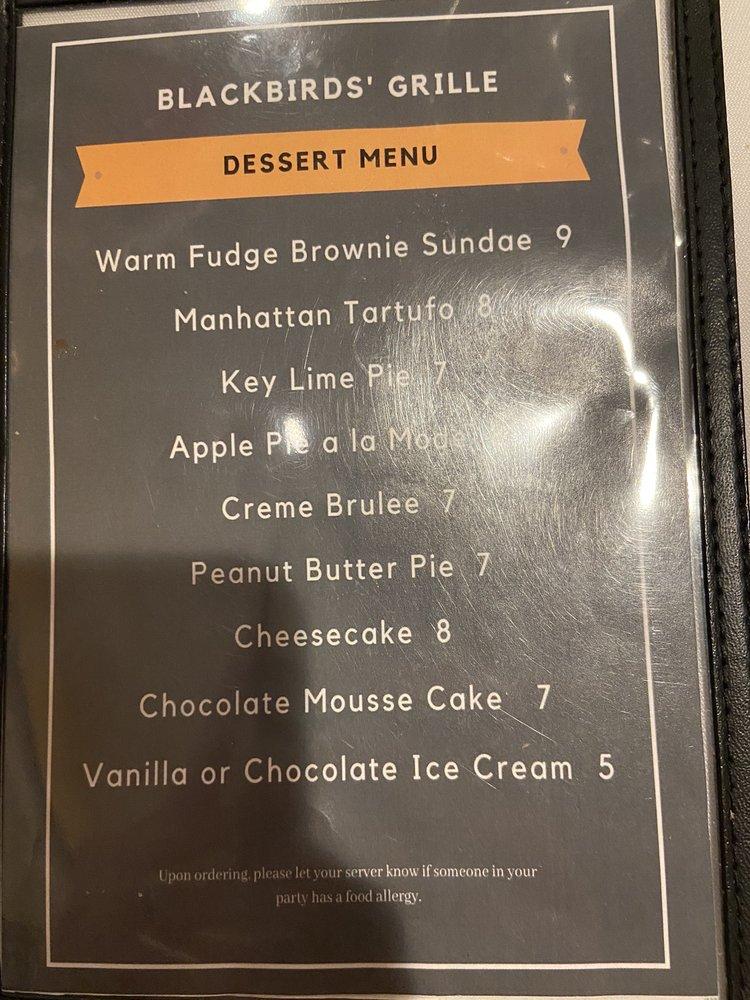 Menu at Blackbirds' Grille pub & bar, Sayville