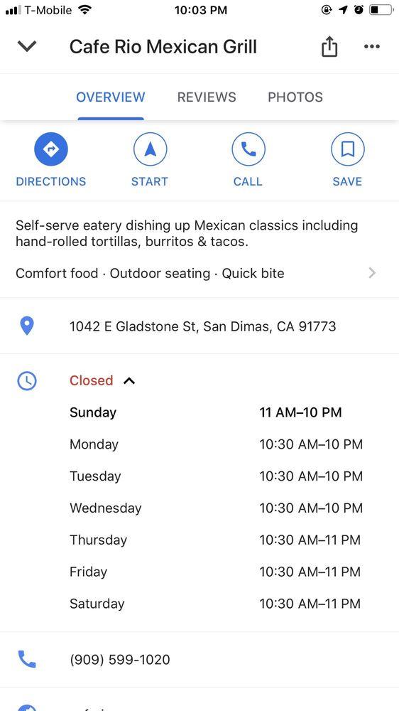 Menu at Cafe Rio Fresh Modern Mexican, San Dimas, W Gladstone St