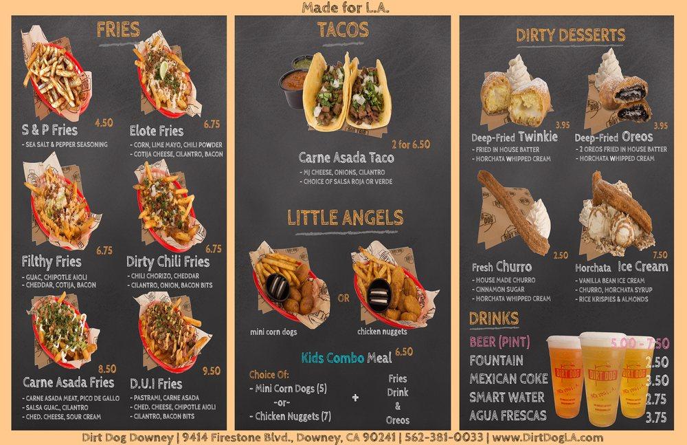 Menu at Dirt Dog Downey restaurant, Downey