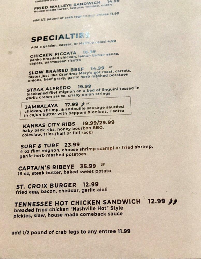Menu at Mallards Restaurant, Forest Lake