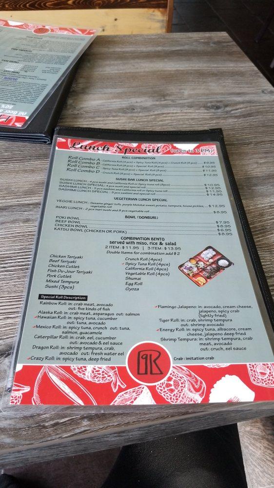 Menu at Sushi R91 restaurant, Riverside