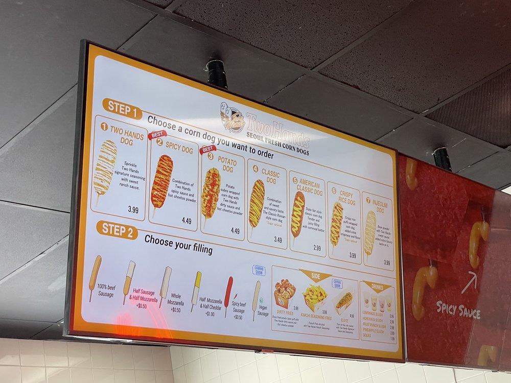 Menu at Two Hands Corn dogs restaurant, Sacramento