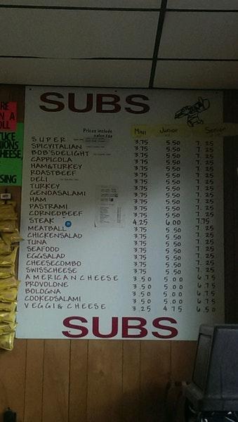 Menu at Bob's Sub & Sandwich Shop fast food, Brookville