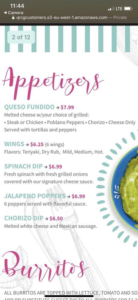 Menu at El Cielo Mexican Grill restaurant, Hoover